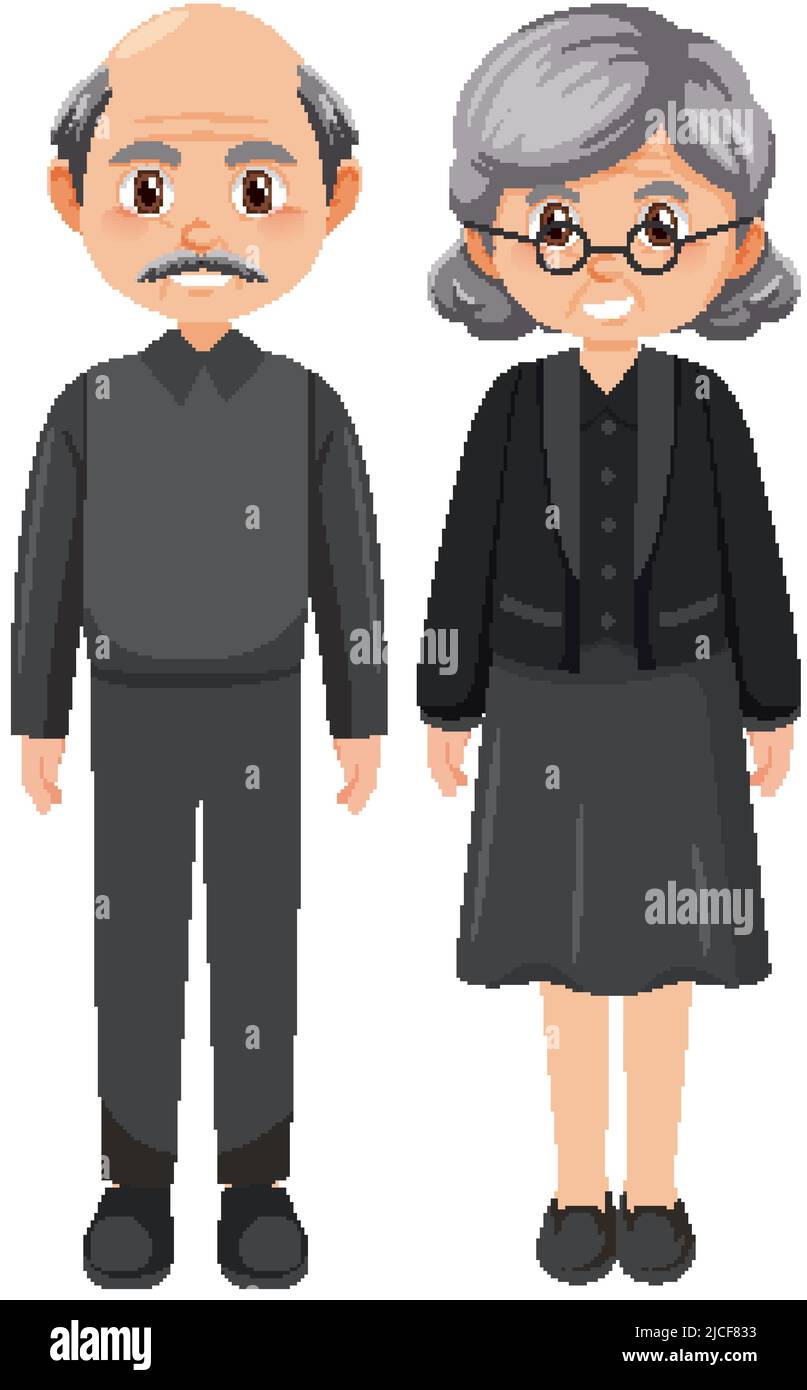 Elderly couple in mourning clothes illustration Stock Vector Image ...
