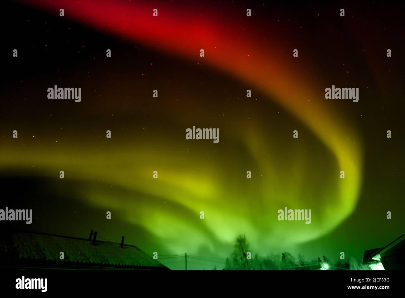 Northern lights of many shades of color Lapland Stock Photo - Alamy