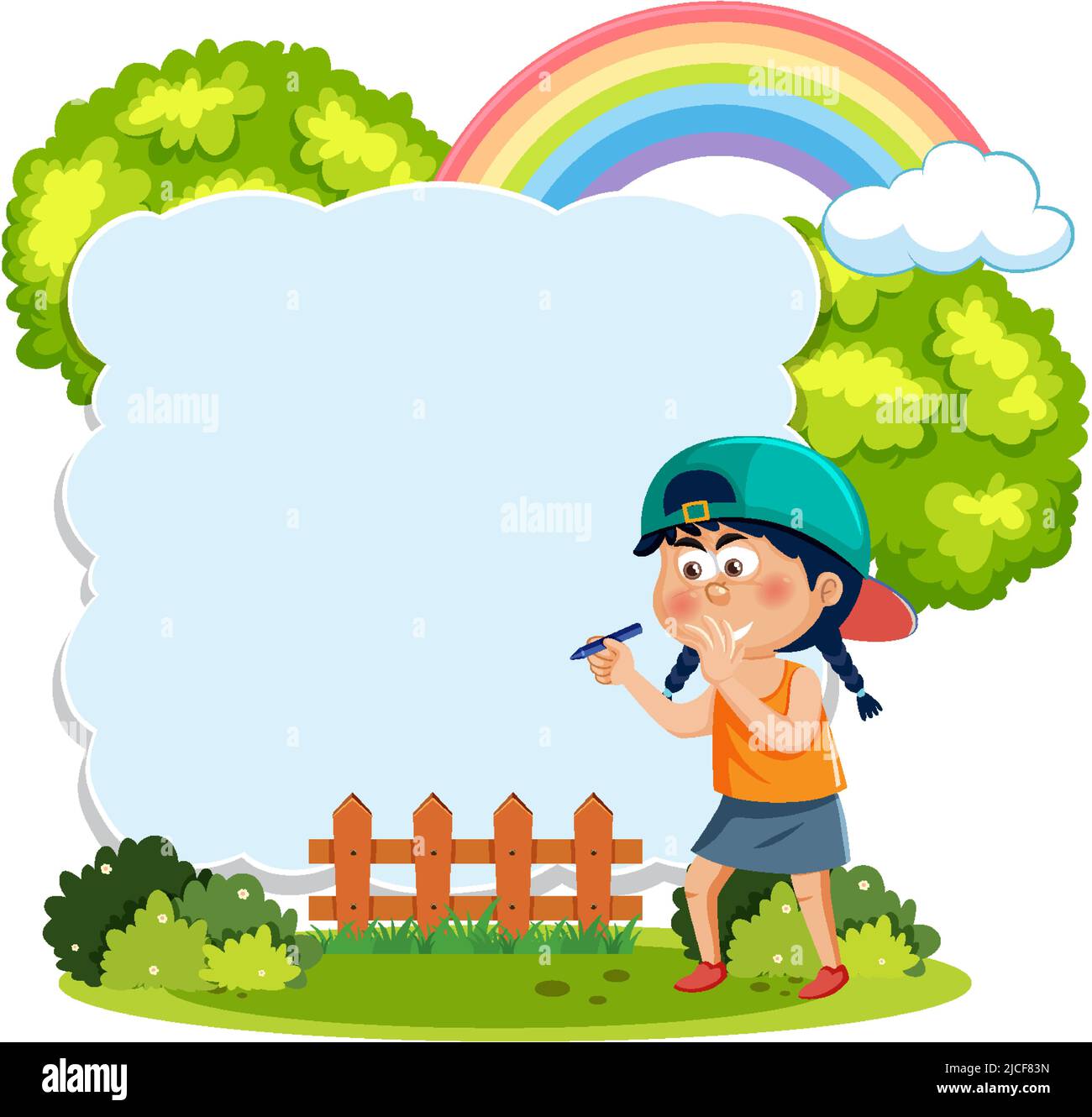 Empty board template with cartoon character illustration Stock Vector ...