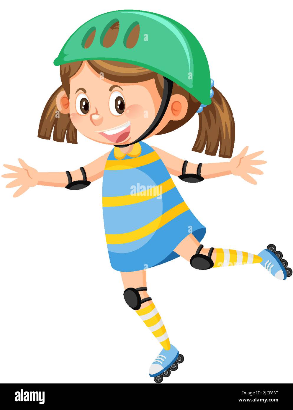 Cute girl on inline skates illustration Stock Vector Image & Art - Alamy