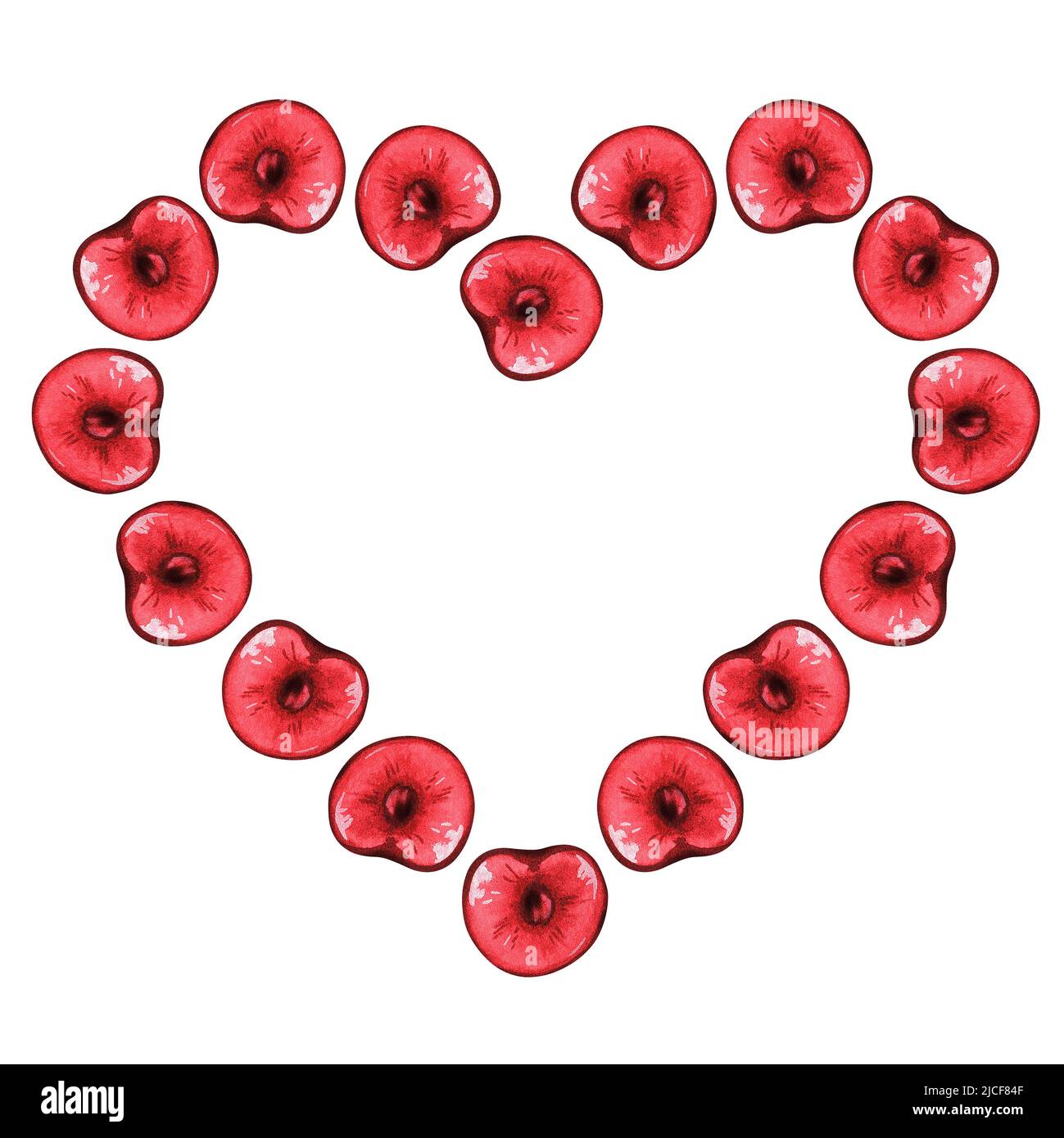 Cherry Heart. Watercolor illustration. Isolated on a white background ...