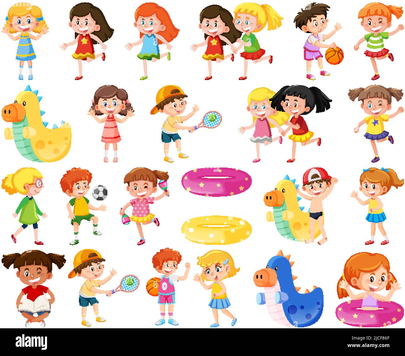 Set of children doing different activities illustration Stock Vector ...