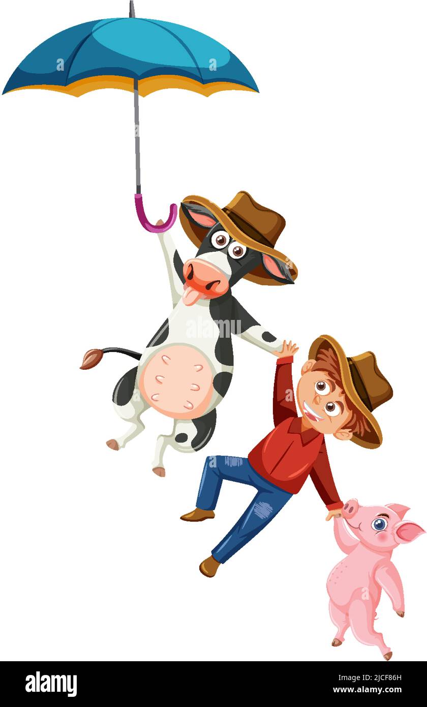 Cowboy and animals cartoon character illustration Stock Vector Image ...