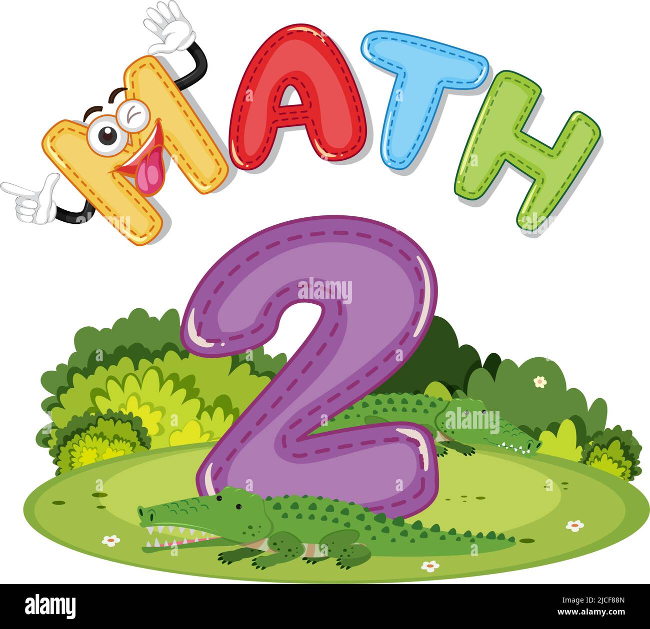 Math number 2 with two alligators illustration Stock Vector Image & Art ...