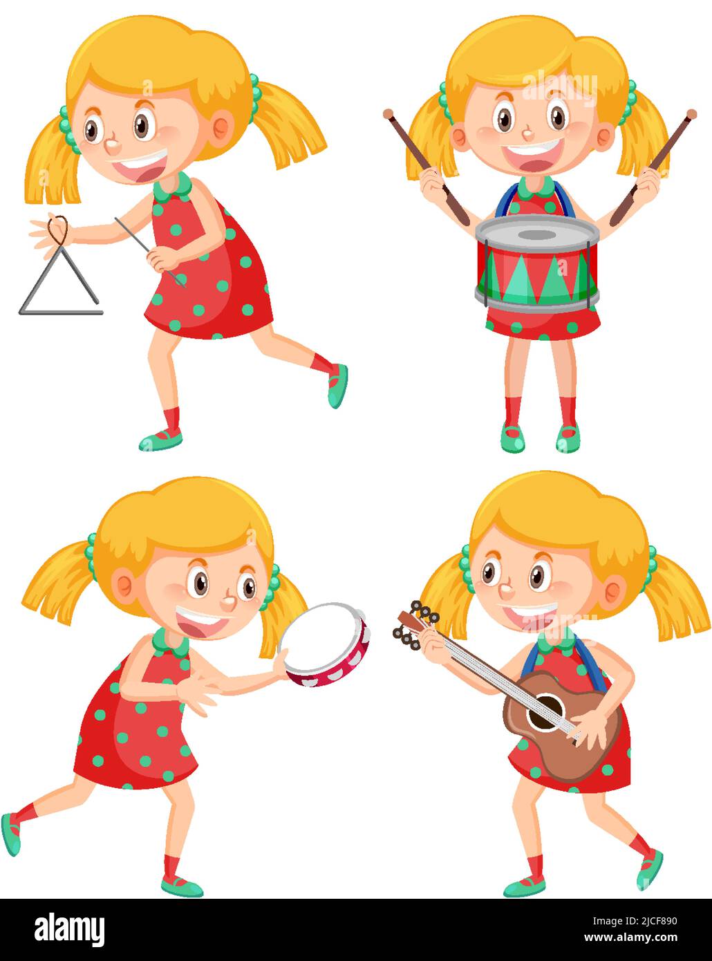 Set of girl with music instrument illustration Stock Vector Image & Art ...