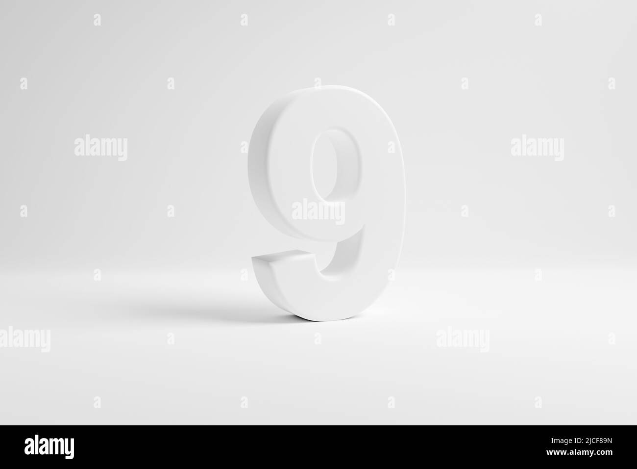 Number nine on white background. 3D rendering Stock Photo - Alamy