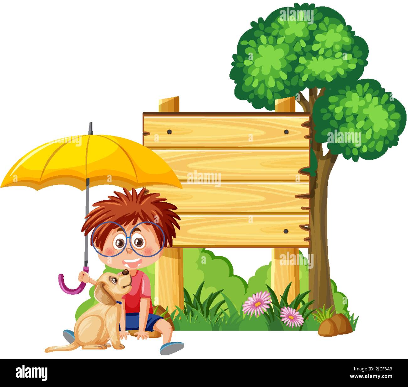 Empty board template with cartoon character illustration Stock Vector ...