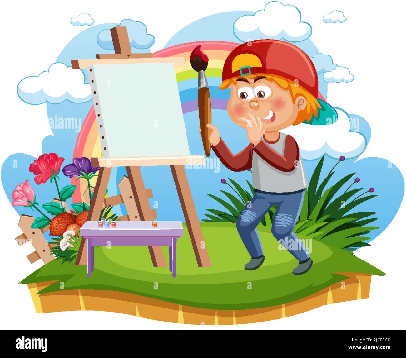 Empty board template with cartoon character illustration Stock Vector ...
