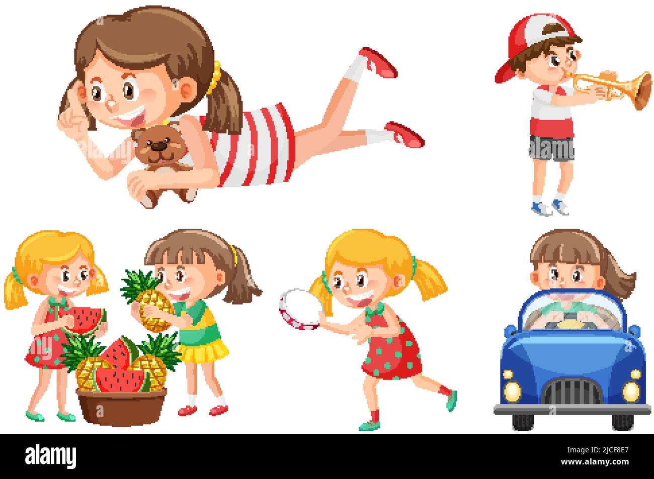 Set of children doing different activities illustration Stock Vector ...