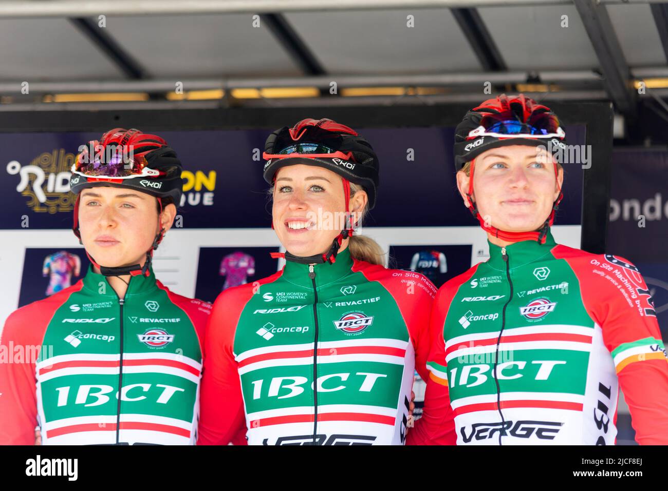 Megan Armitage, Georgia Whitehouse, Alice Sharpe cyclists of team IBCT ...