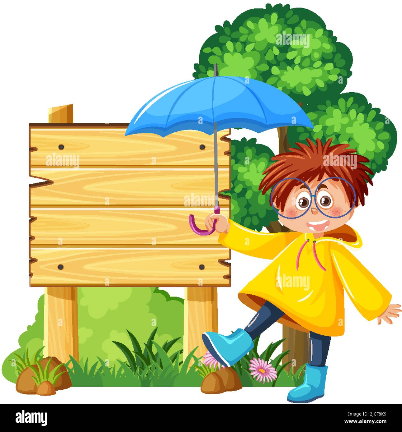 Empty board template with cartoon character illustration Stock Vector ...
