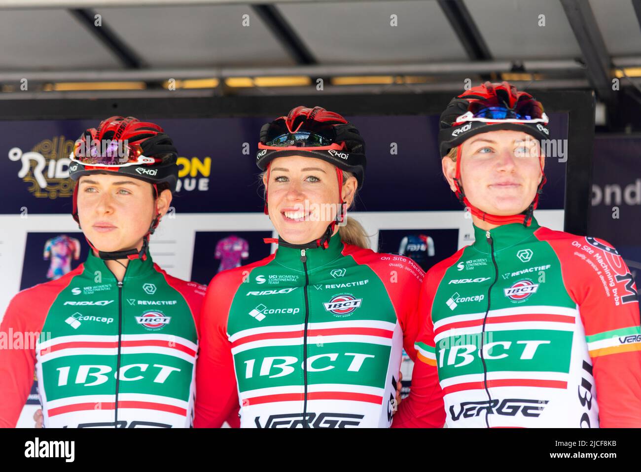 Megan Armitage, Georgia Whitehouse, Alice Sharpe cyclists of team IBCT ...