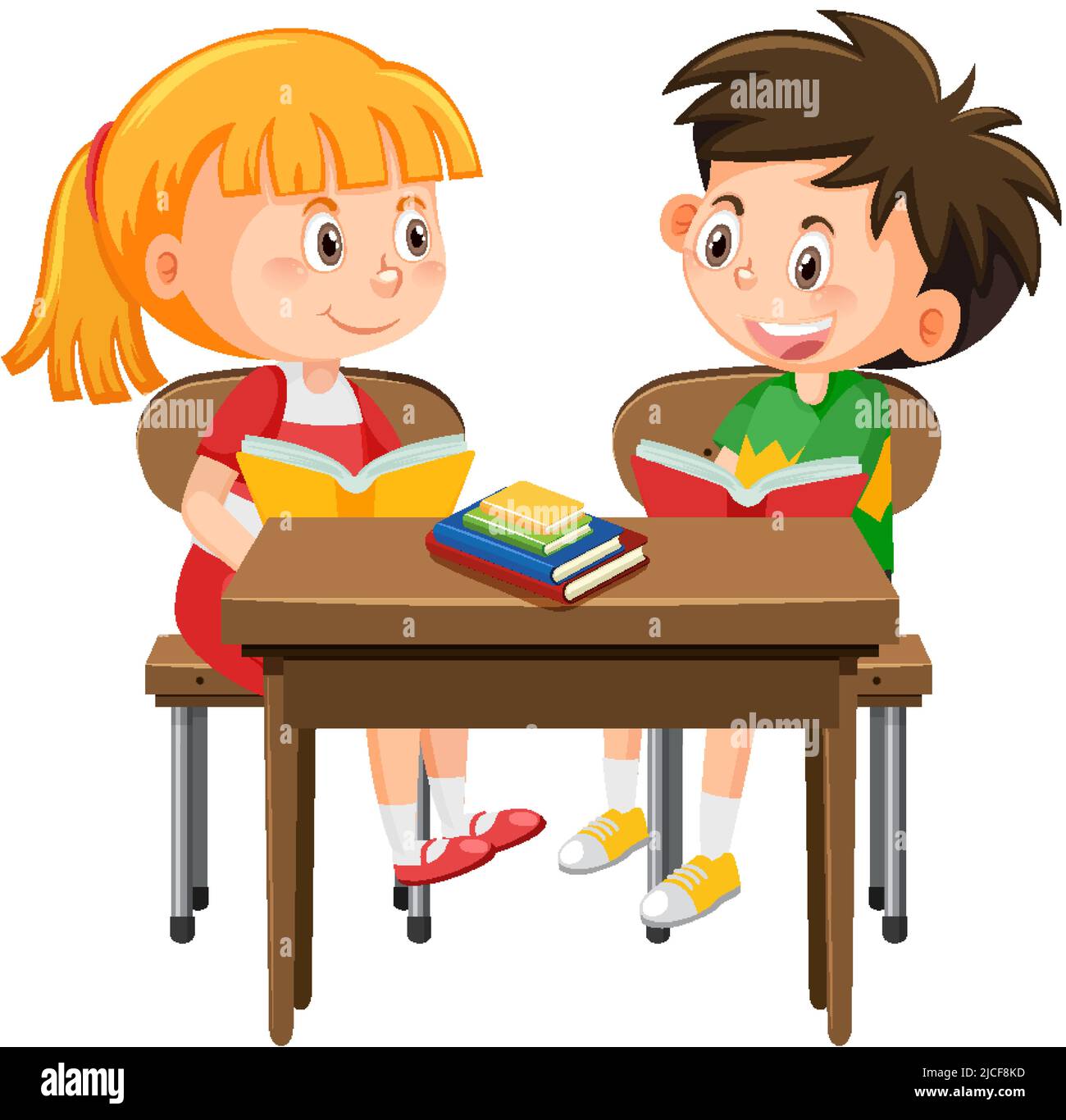 Students sitting on school desk illustration Stock Vector Image & Art ...