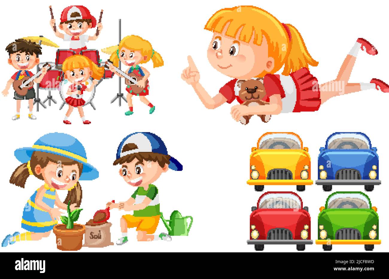 Set of children doing different activities illustration Stock Vector ...