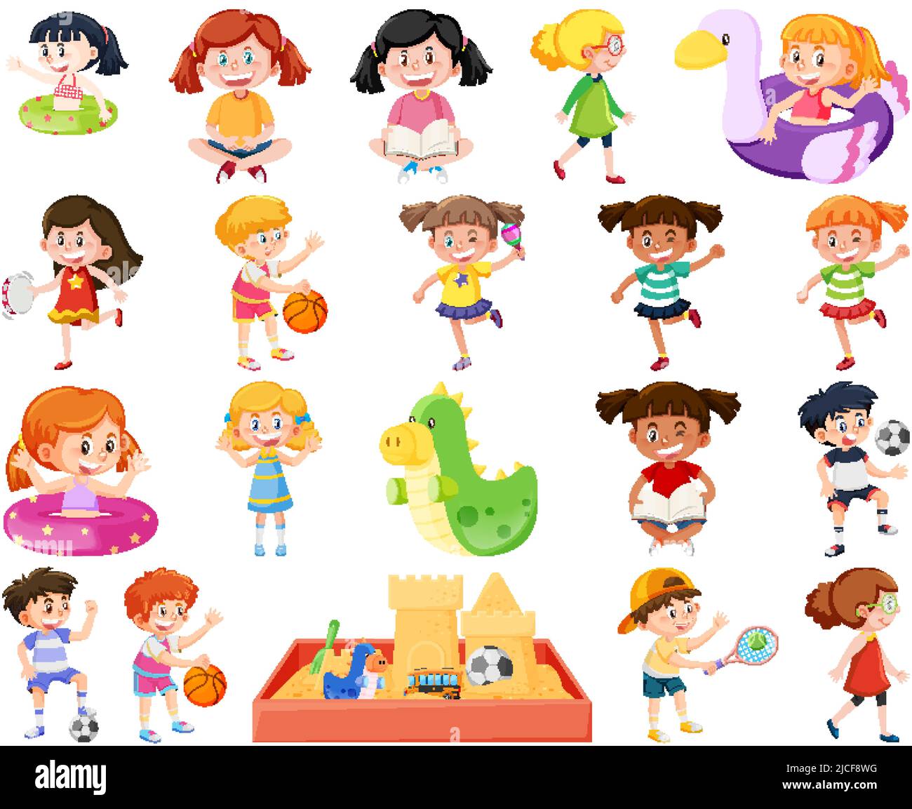 Set of children doing different activities illustration Stock Vector ...