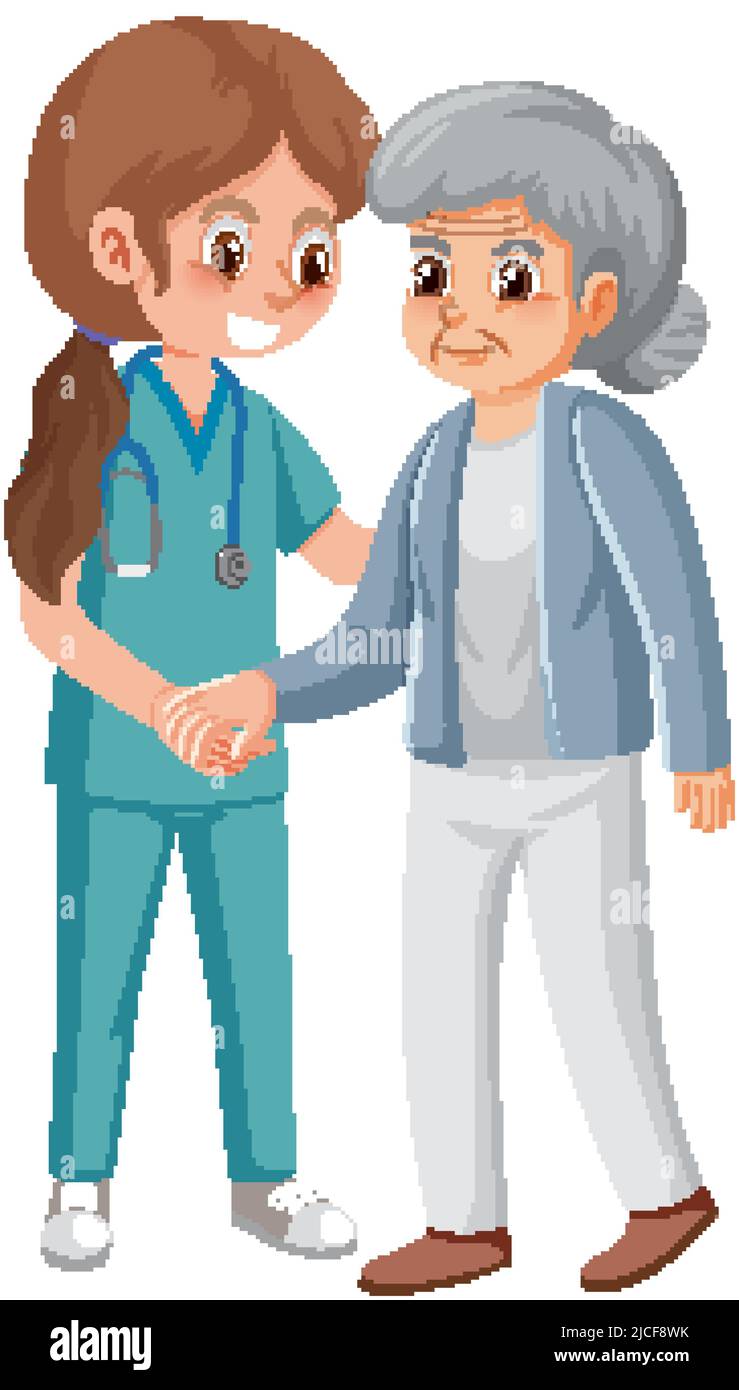 Senior woman caregiver Stock Vector Images - Alamy