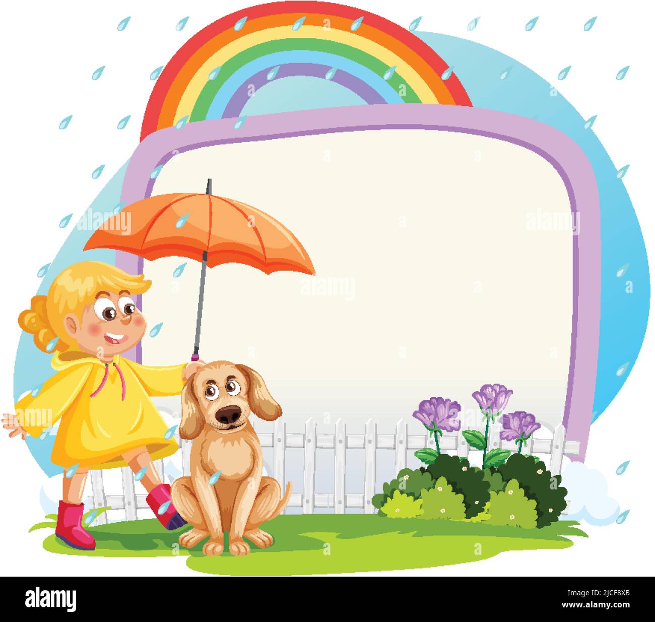 Empty board template with cartoon character illustration Stock Vector ...