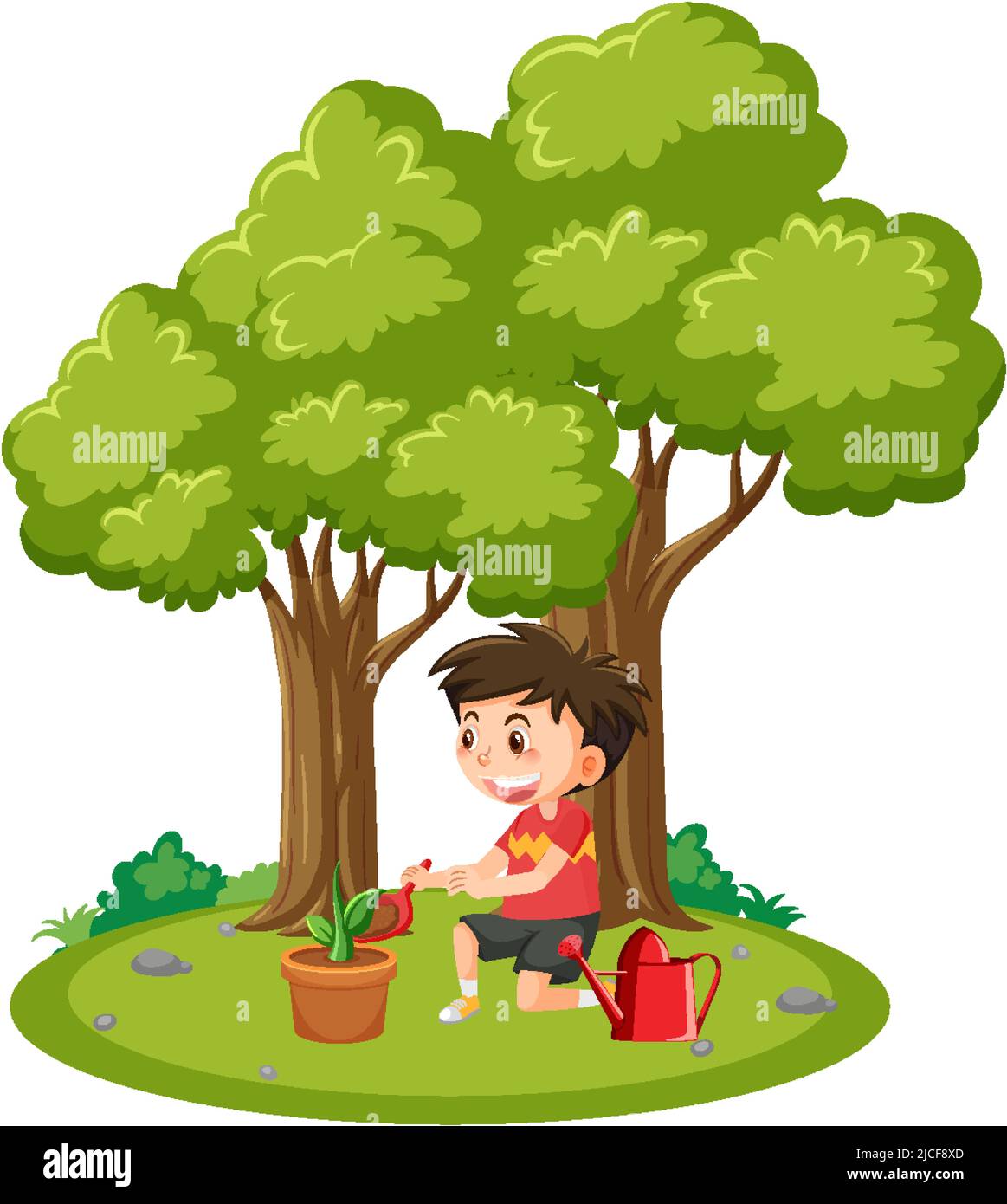 School children planting a tree Stock Vector Images - Alamy
