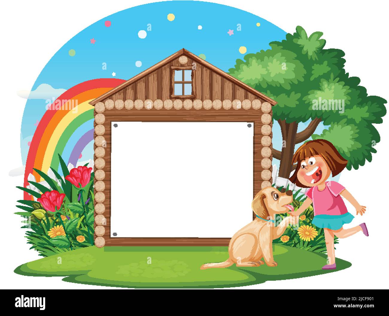 Empty board template with cartoon character illustration Stock Vector ...