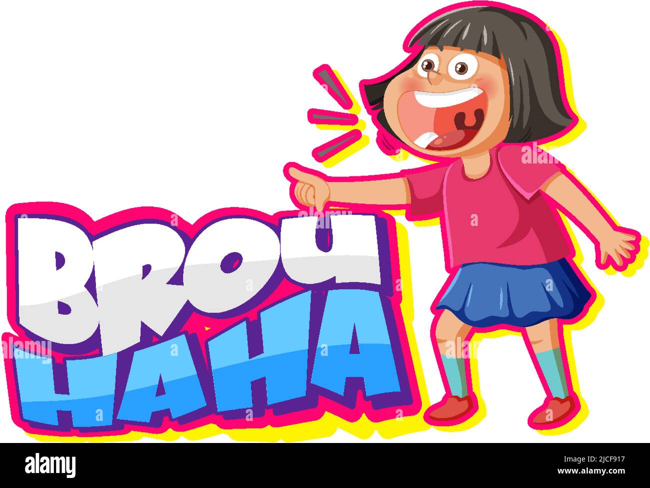 Girl laughing with the text brouhaha expression illustration Stock ...