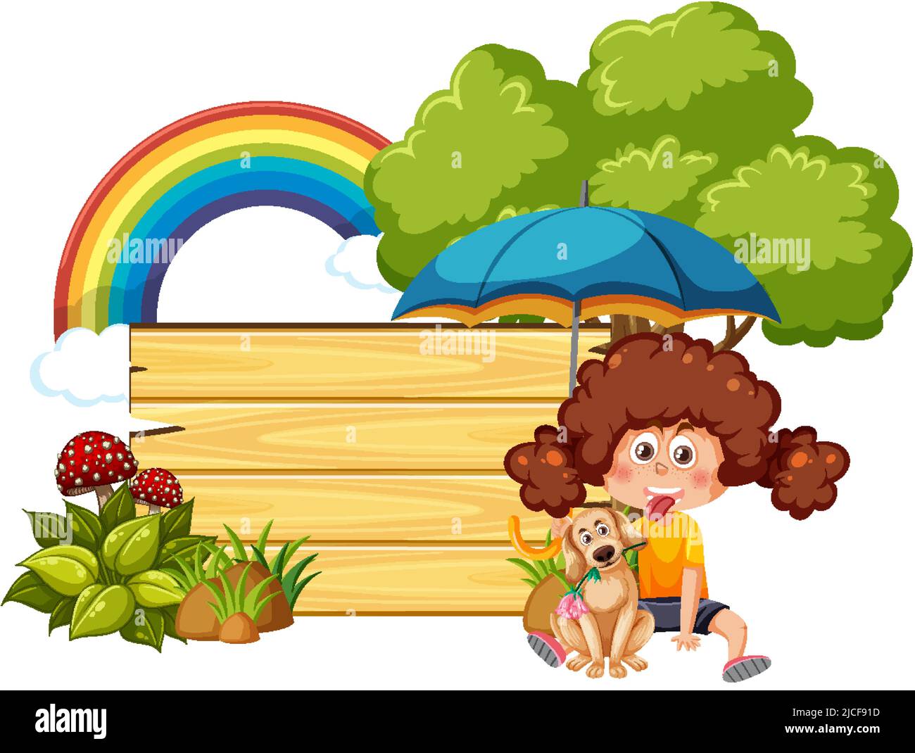 Empty board template with cartoon character illustration Stock Vector ...