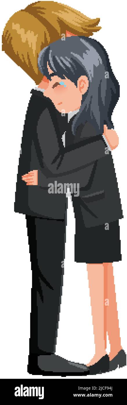 A couple in mourning clothes and crying illustration Stock Vector Image ...