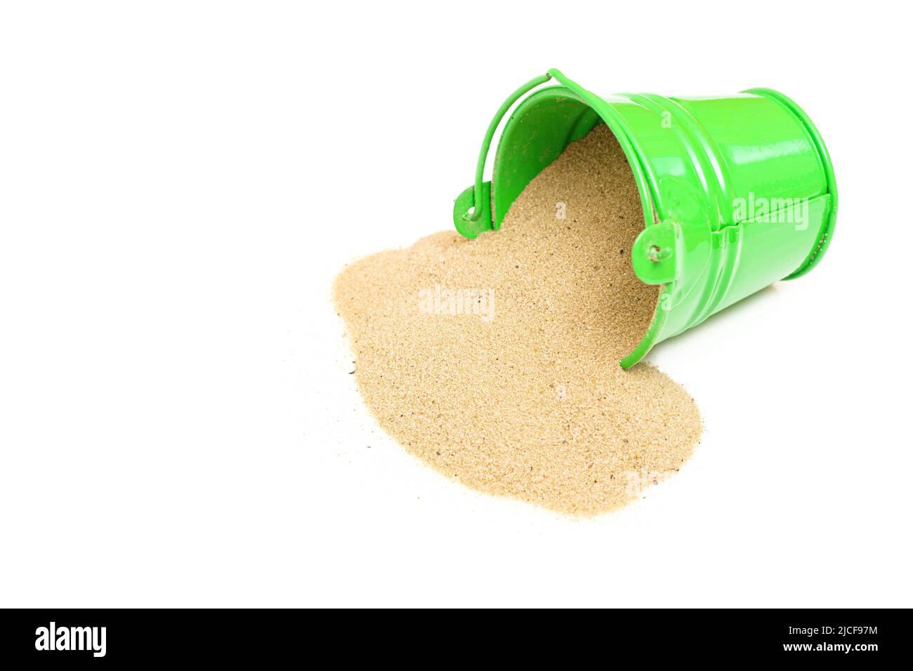 Miniature green bucket of sand isolated on white background Stock Photo ...