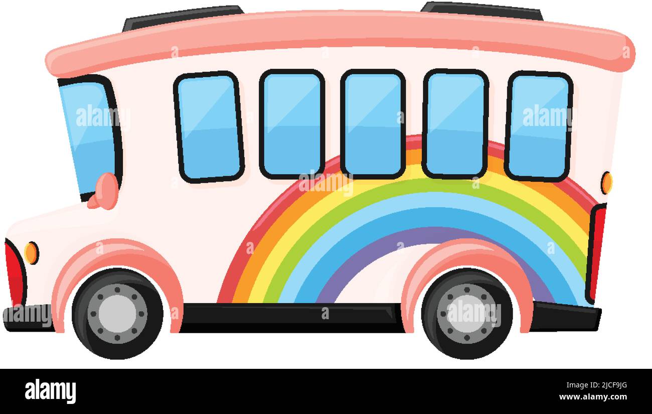 Simple cute school bus on white background illustration Stock Vector ...