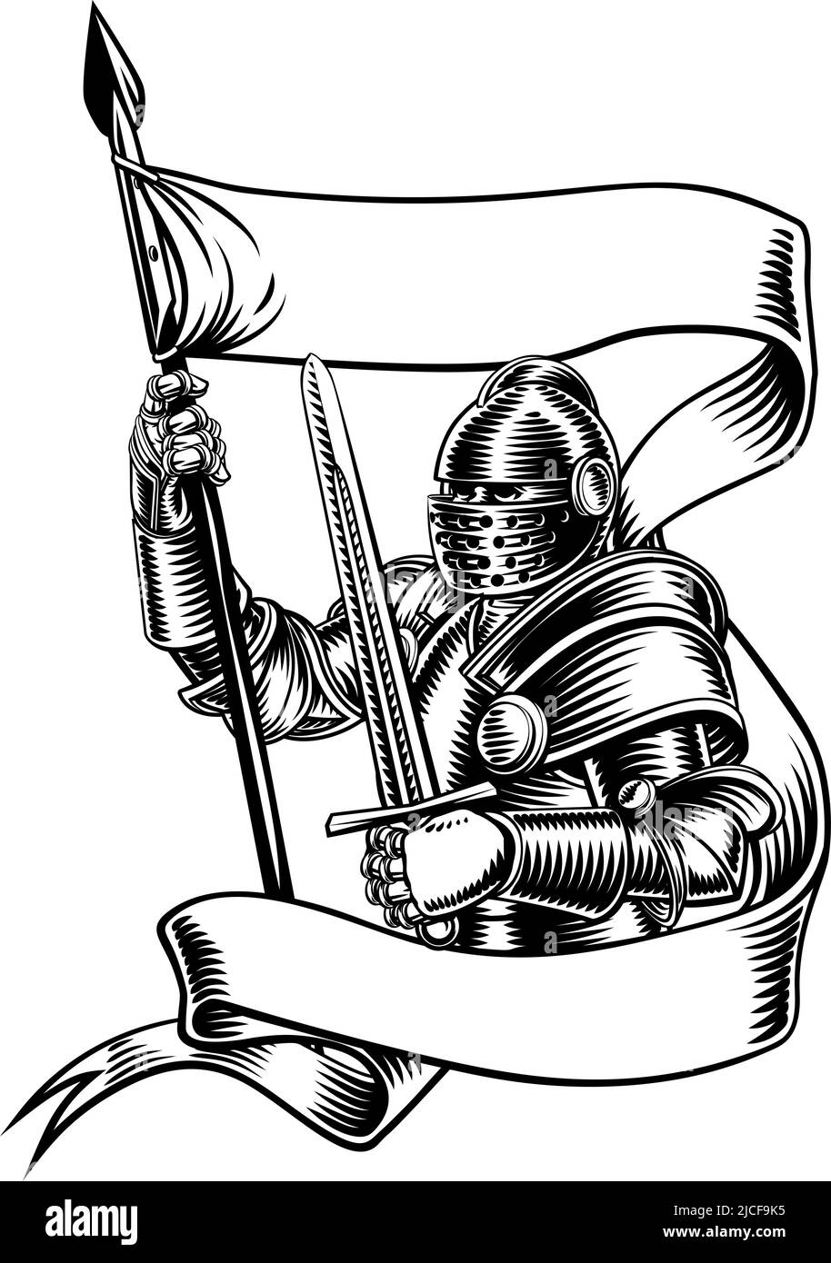 Knight With Banner Battle Flag Standard Ribbon Stock Vector Image & Art ...