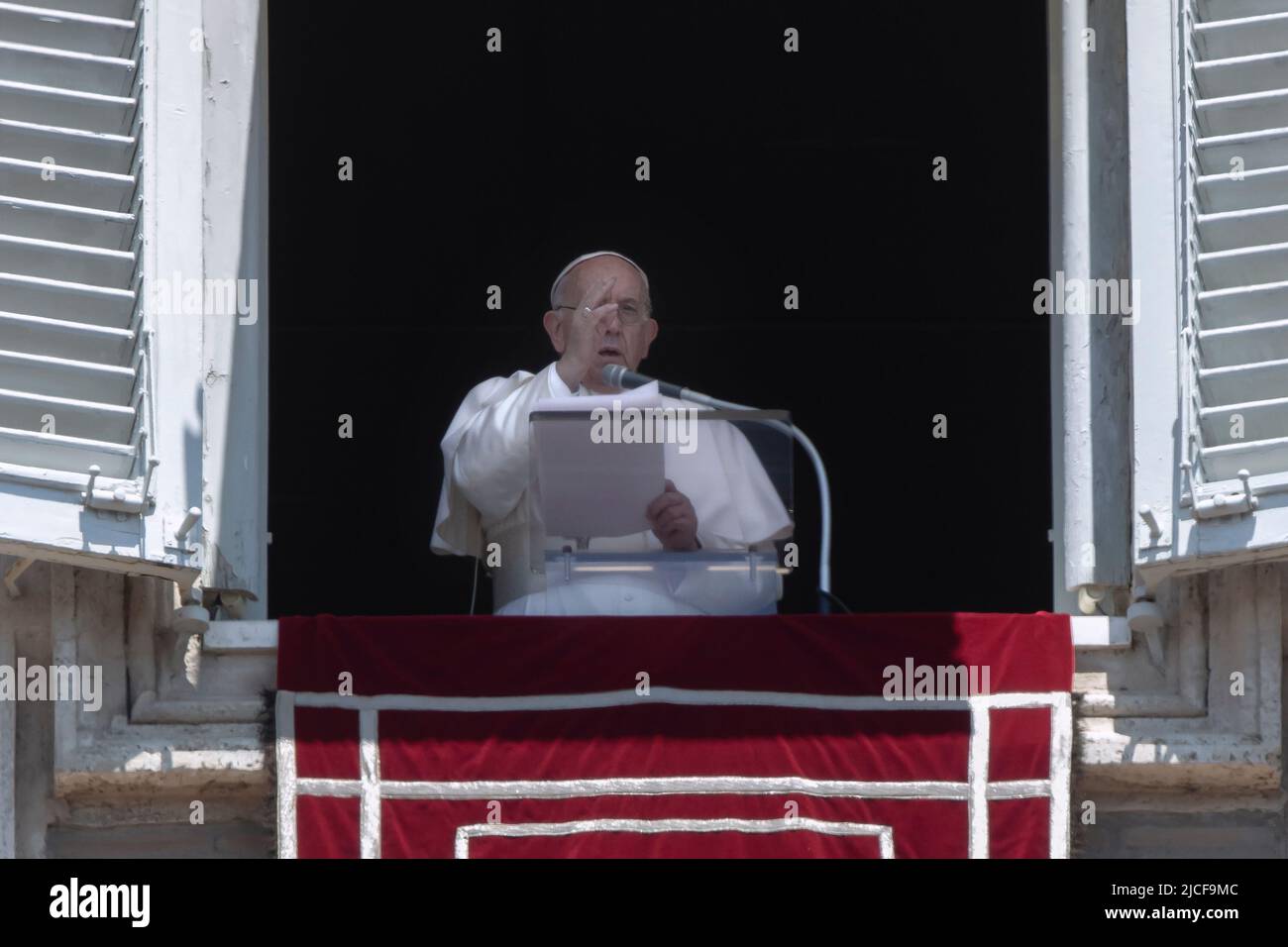 Vatican City, Vatican. 12 June 2022. Pope Francis during the Angelus ...