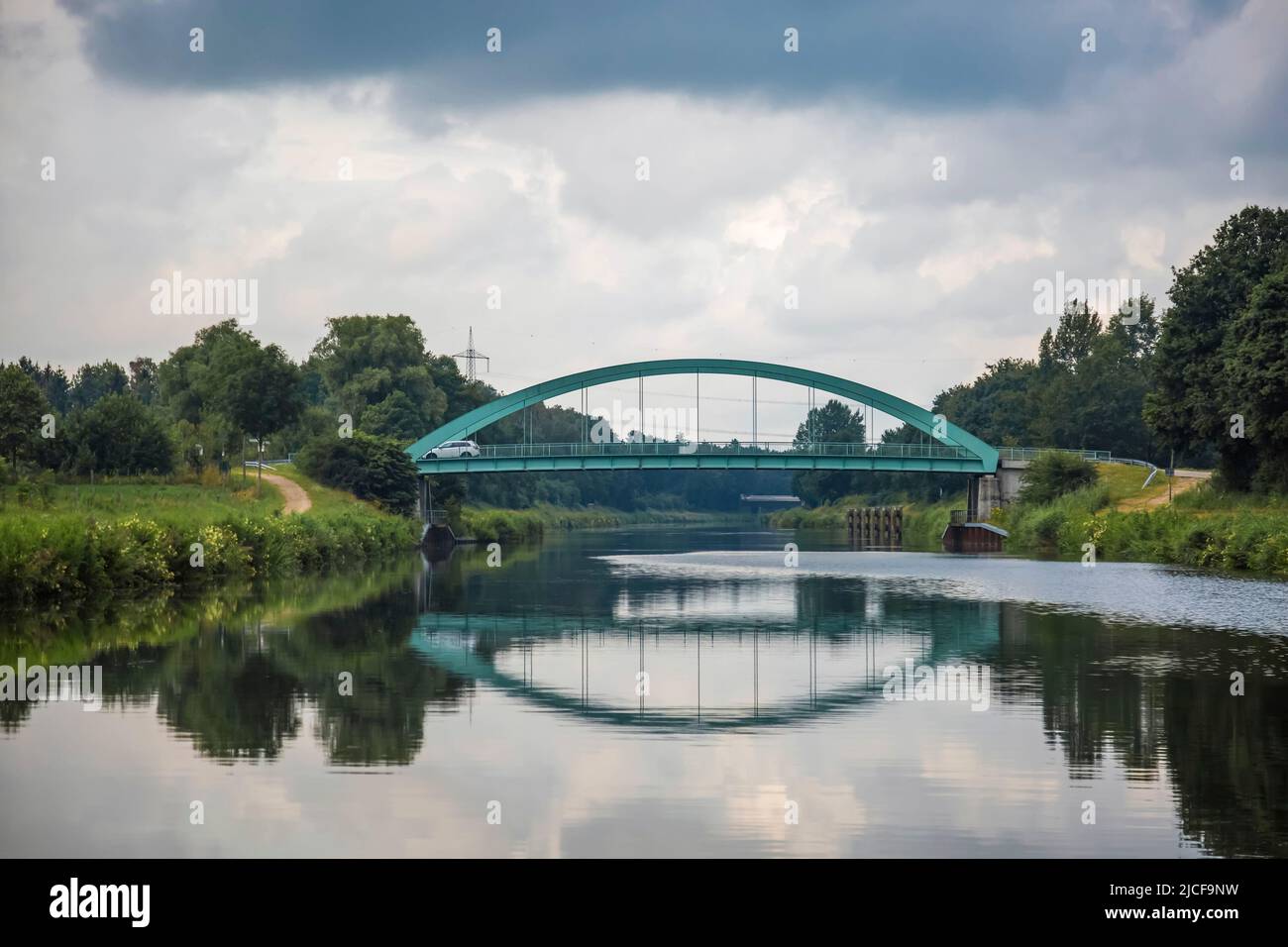 Bridge with reflection in Elbe-Lübeck canal Stock Photo - Alamy