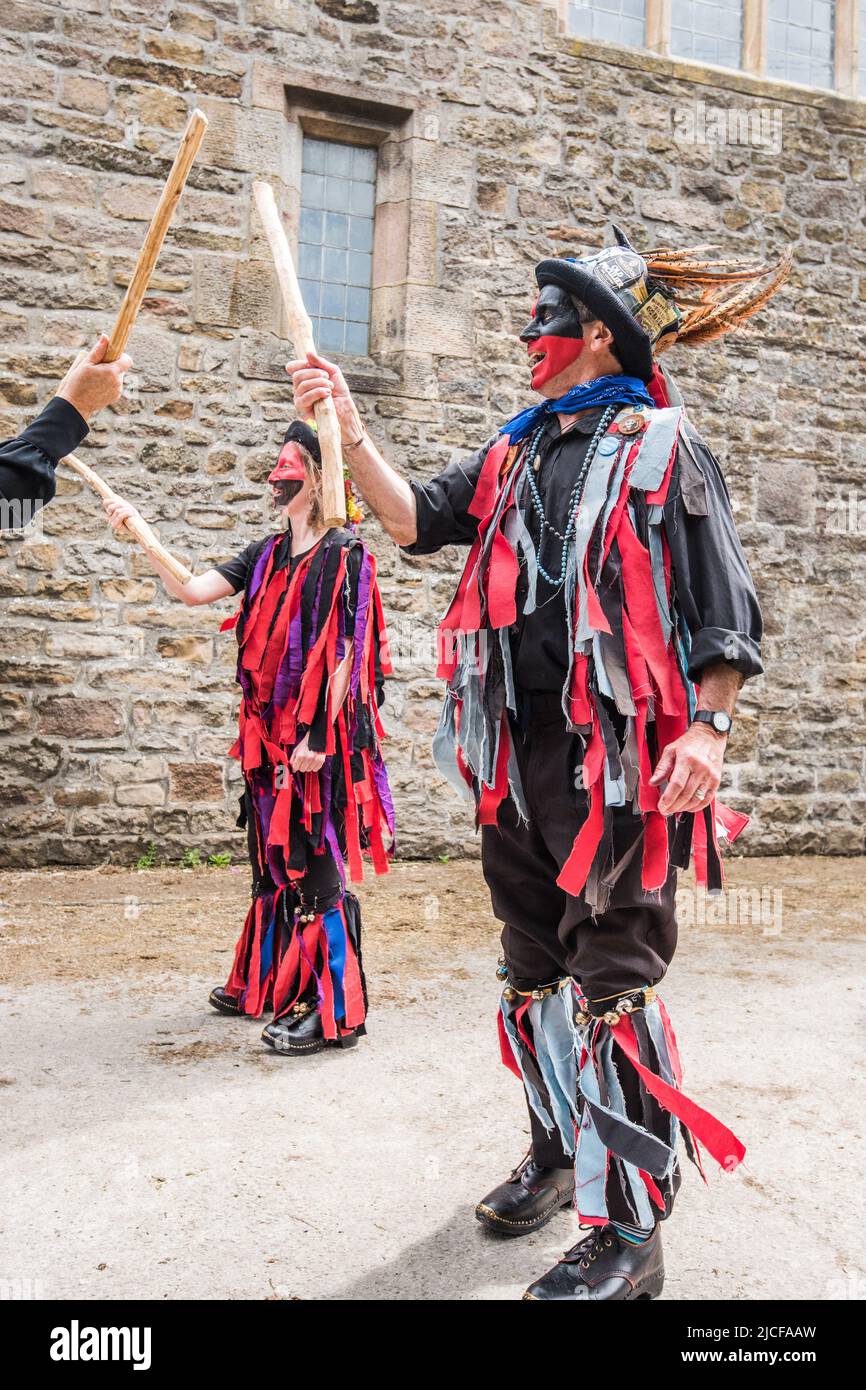 Flagcrackers of Craven border morris side in colourful rag jackets ...