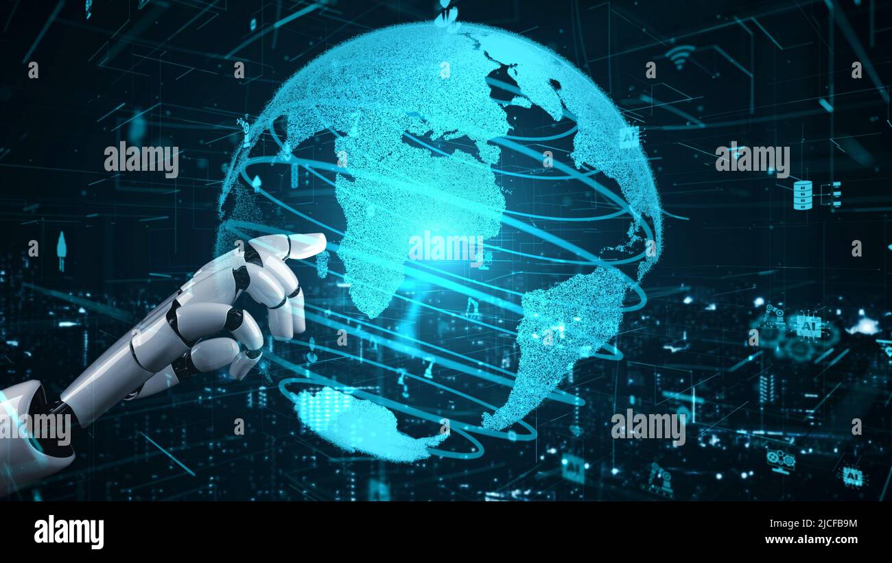 Futuristic robot artificial intelligence enlightening AI technology ...