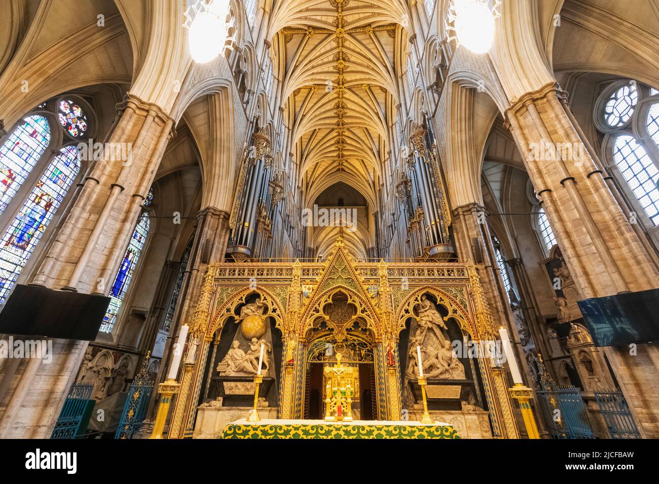 England, London, Westminster Abbey, Entrance to and Ceiling of the ...
