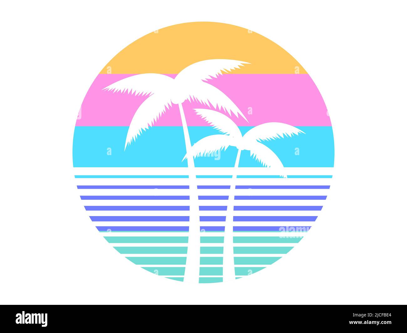 Contours of palm trees at sunset in the style of the 80s. Palm trees ...