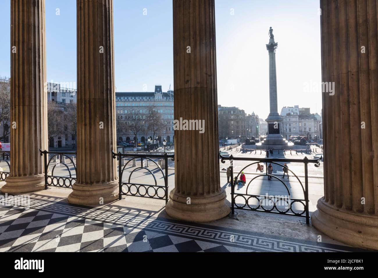 England, London, Trafalgar Square, National Gallery, View of Nelson's ...