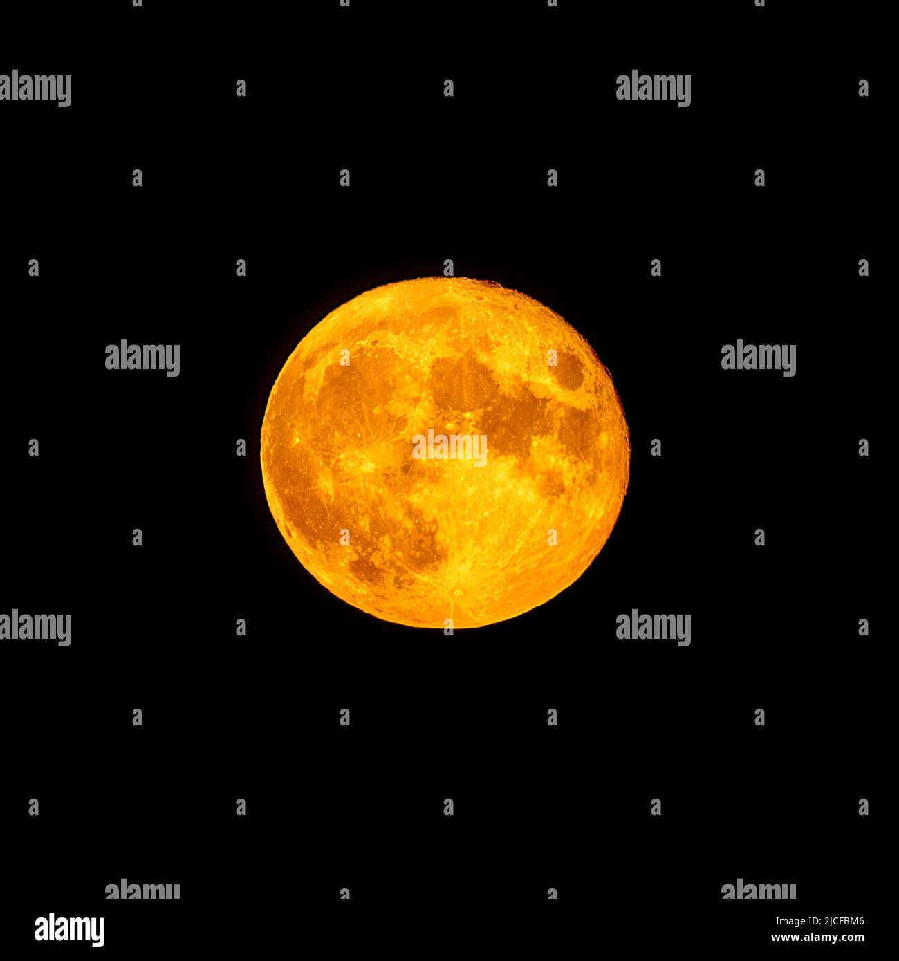 Bright orange and red fool moon over the sea. Red full moon in red ...