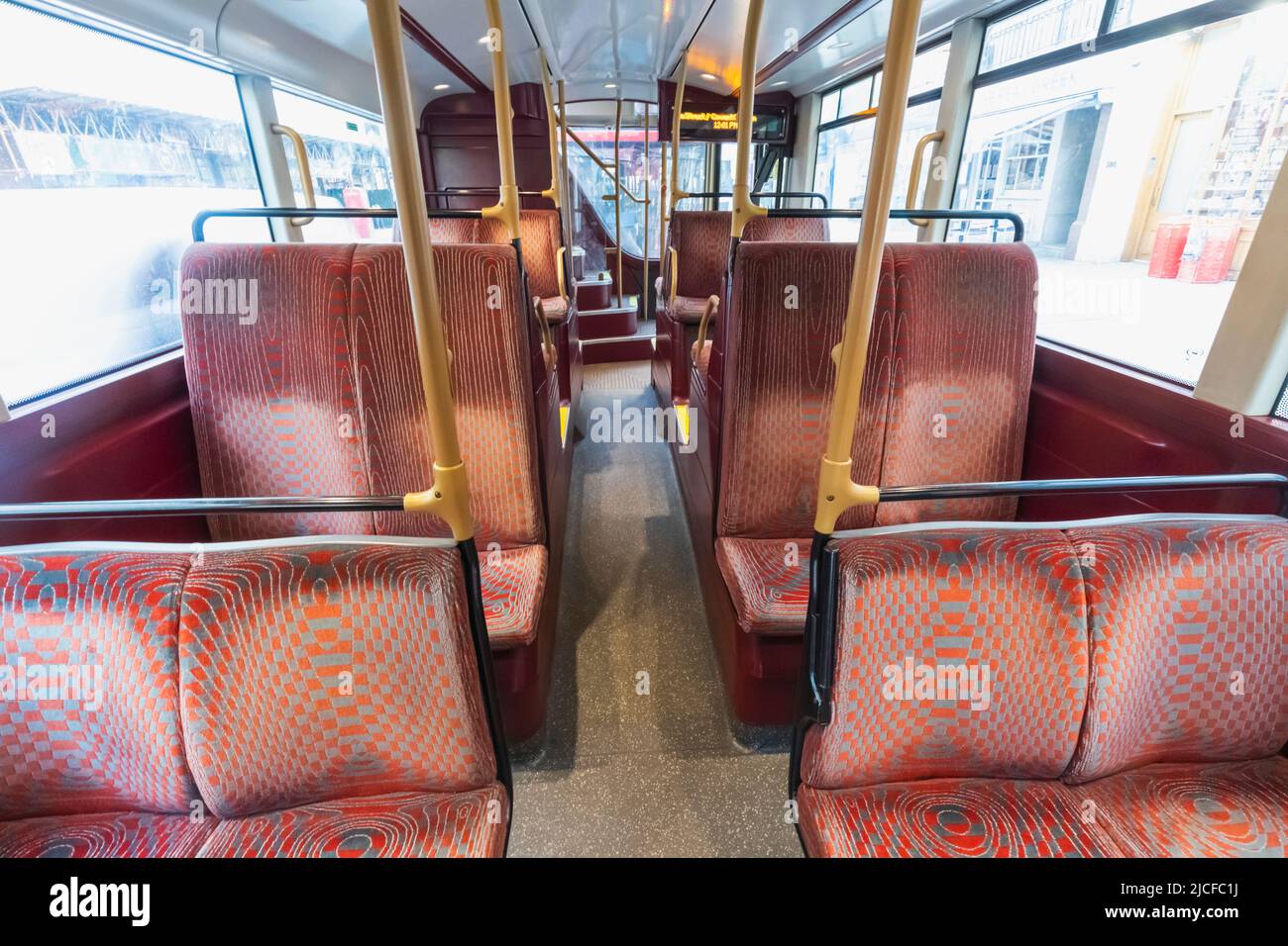 England, London, Interior View of Empty Bus Stock Photo - Alamy