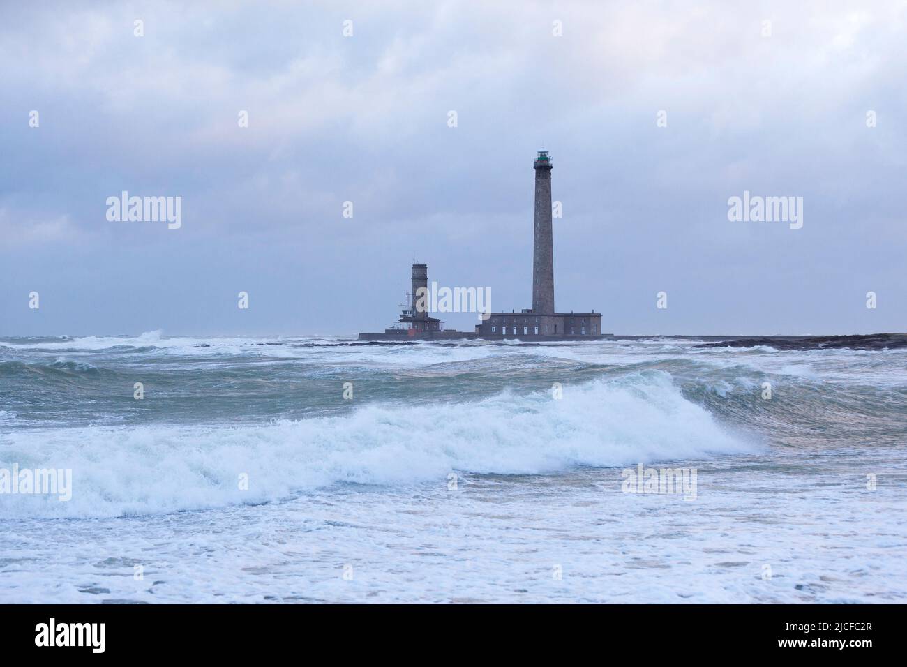 Gatteville lighthouse during storm in winter, Normandy Stock Photo - Alamy
