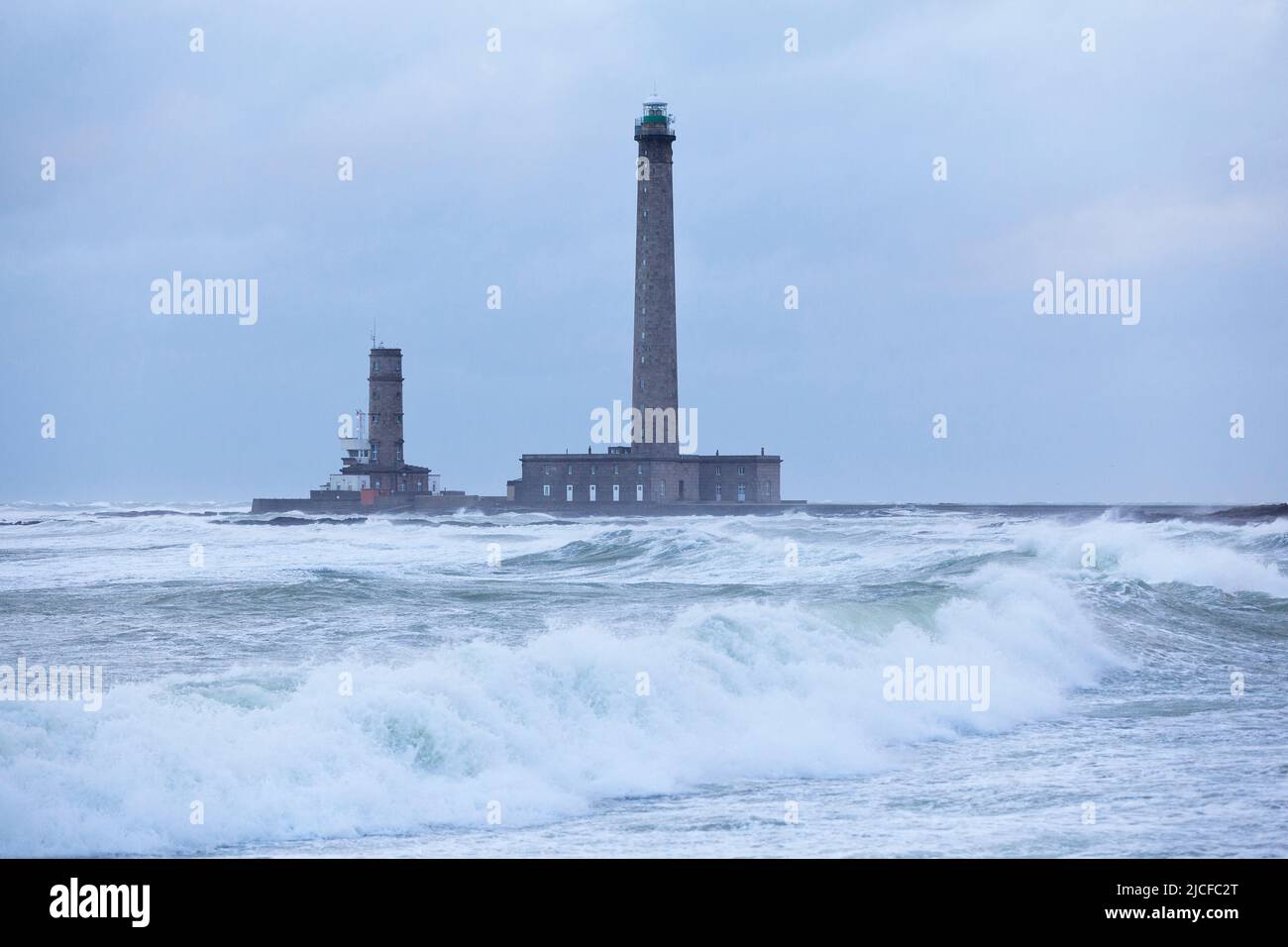 Gatteville lighthouse during storm in winter, Normandy Stock Photo - Alamy