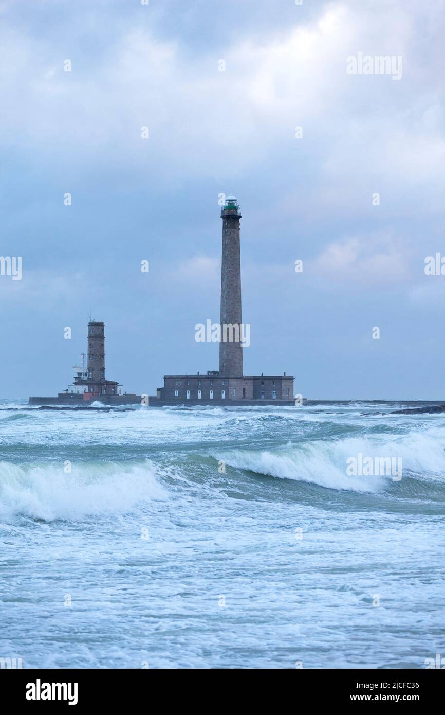 Gatteville lighthouse during storm in winter, Normandy Stock Photo - Alamy