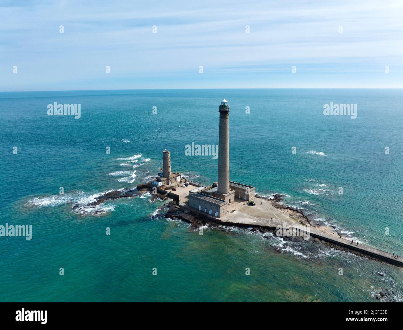 Gatteville lighthouse near Barfleur in Normandy from the air Stock ...