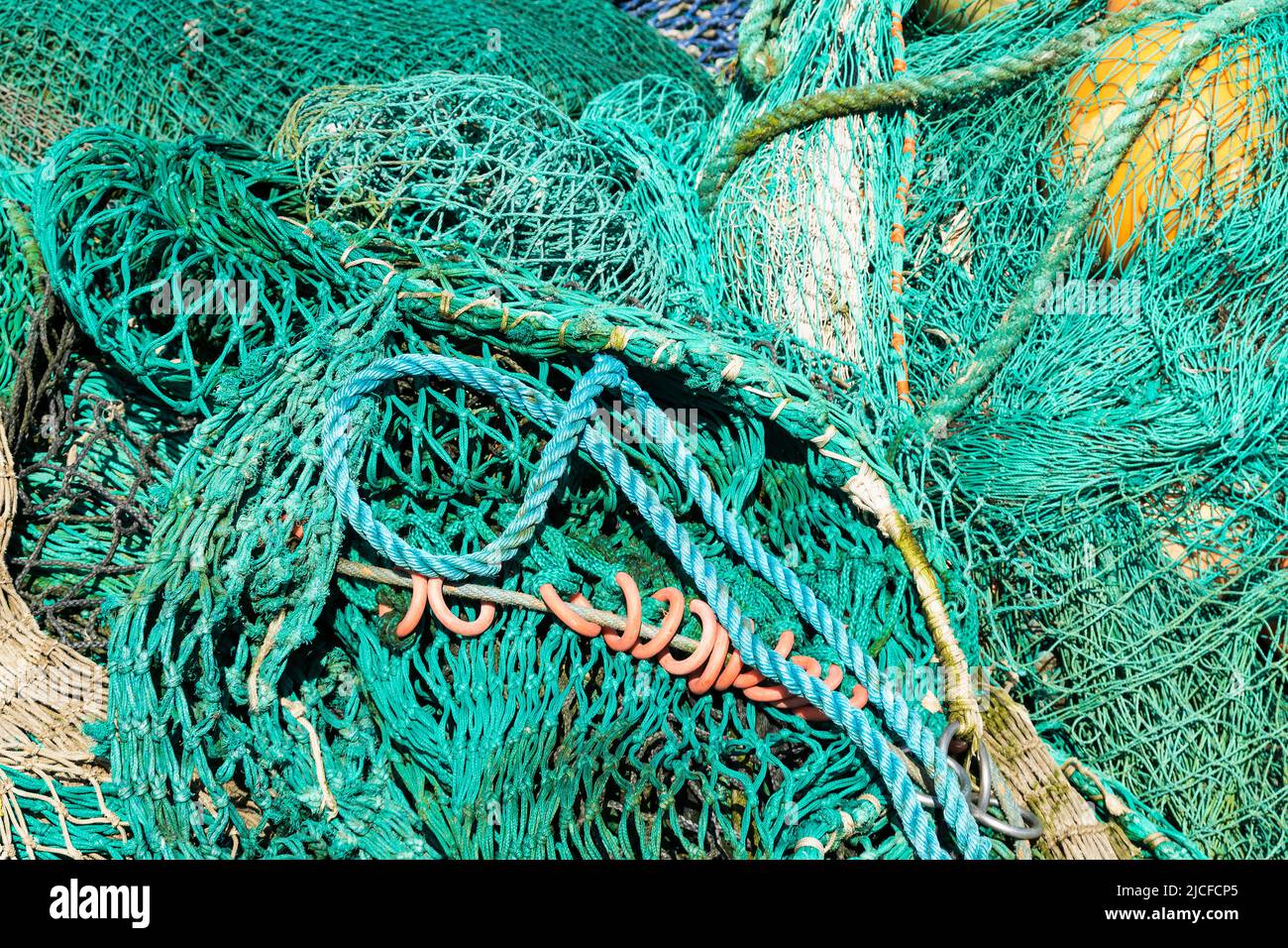 Germany, Schleswig-Holstein, Eckernförde, fishing port, fishing nets ...