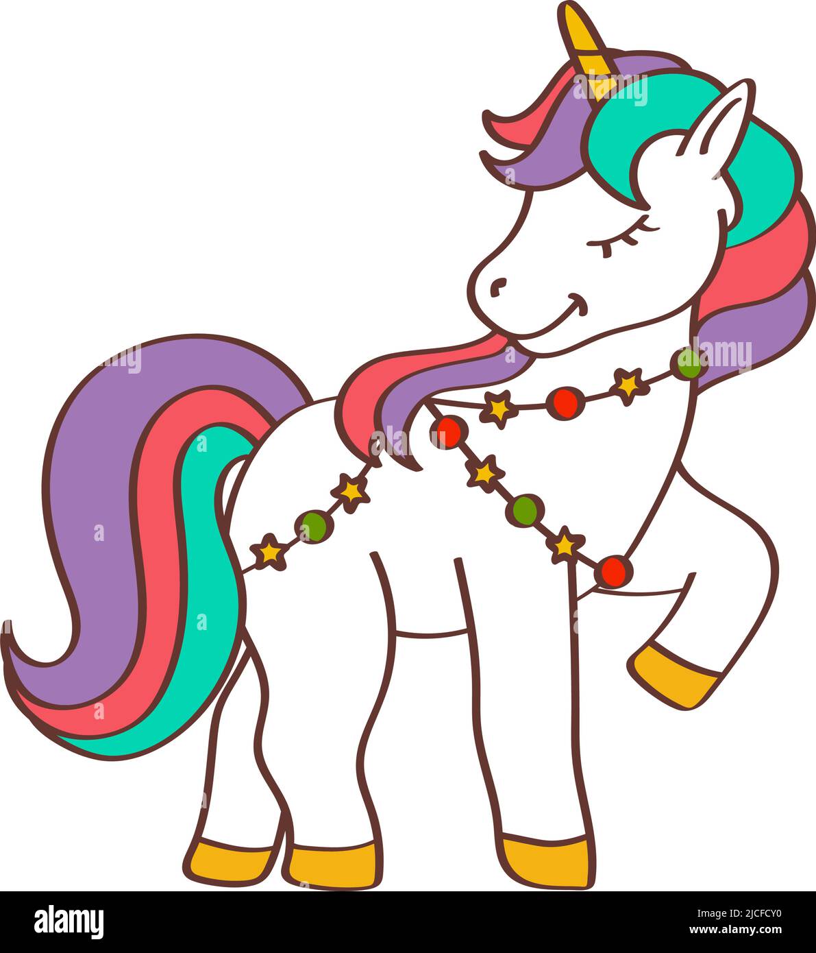 Christmas Unicorn Clipart Character Design. Adorable Clip Art Christmas ...