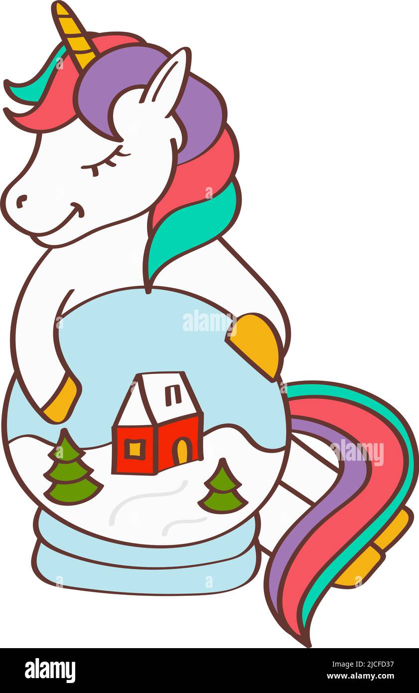 Cute Christmas Unicorn Clipart Isolated on White Background. Funny Clip ...