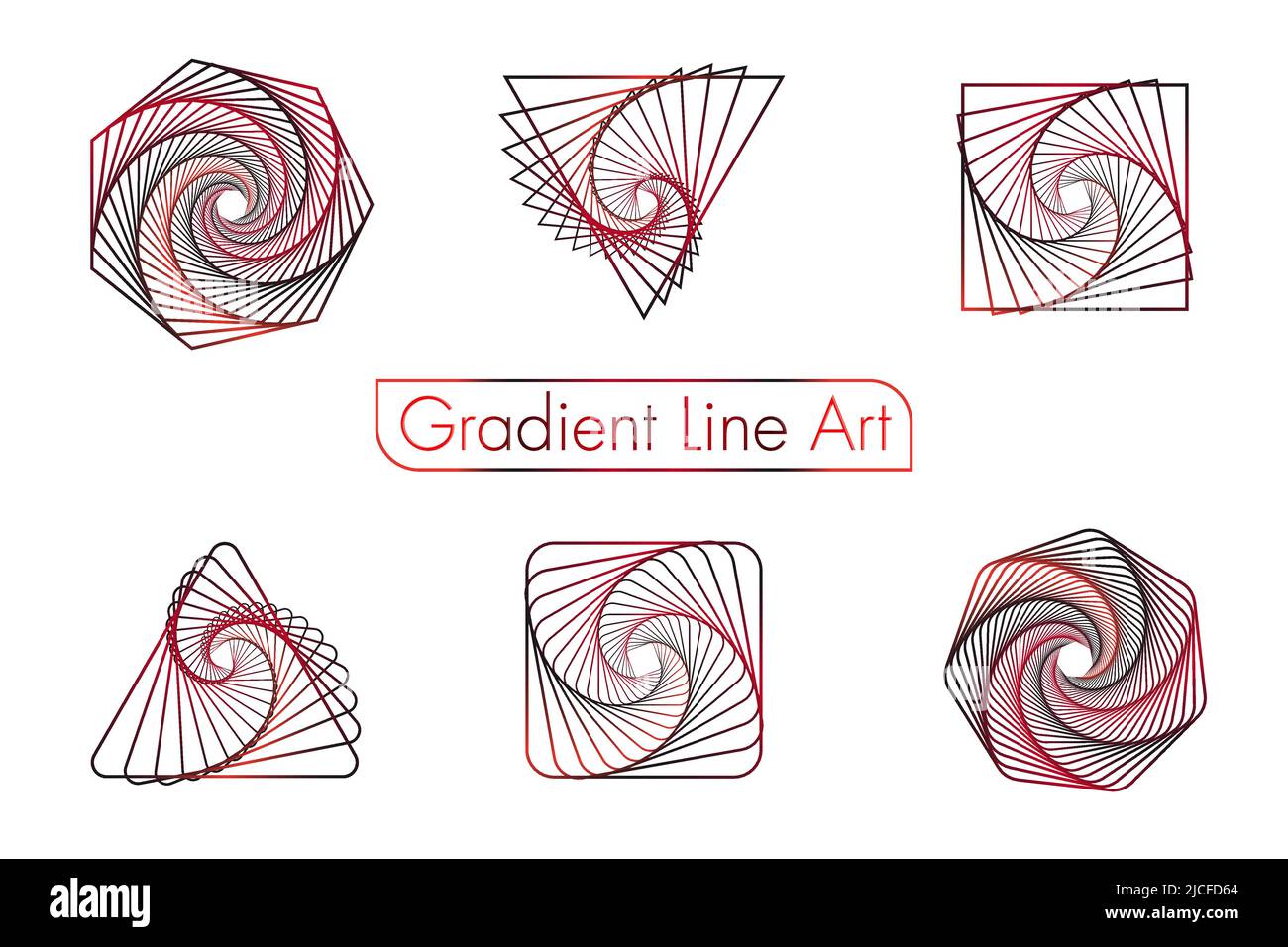 Set of spirals gradient line art, Design elements, line abstract ...