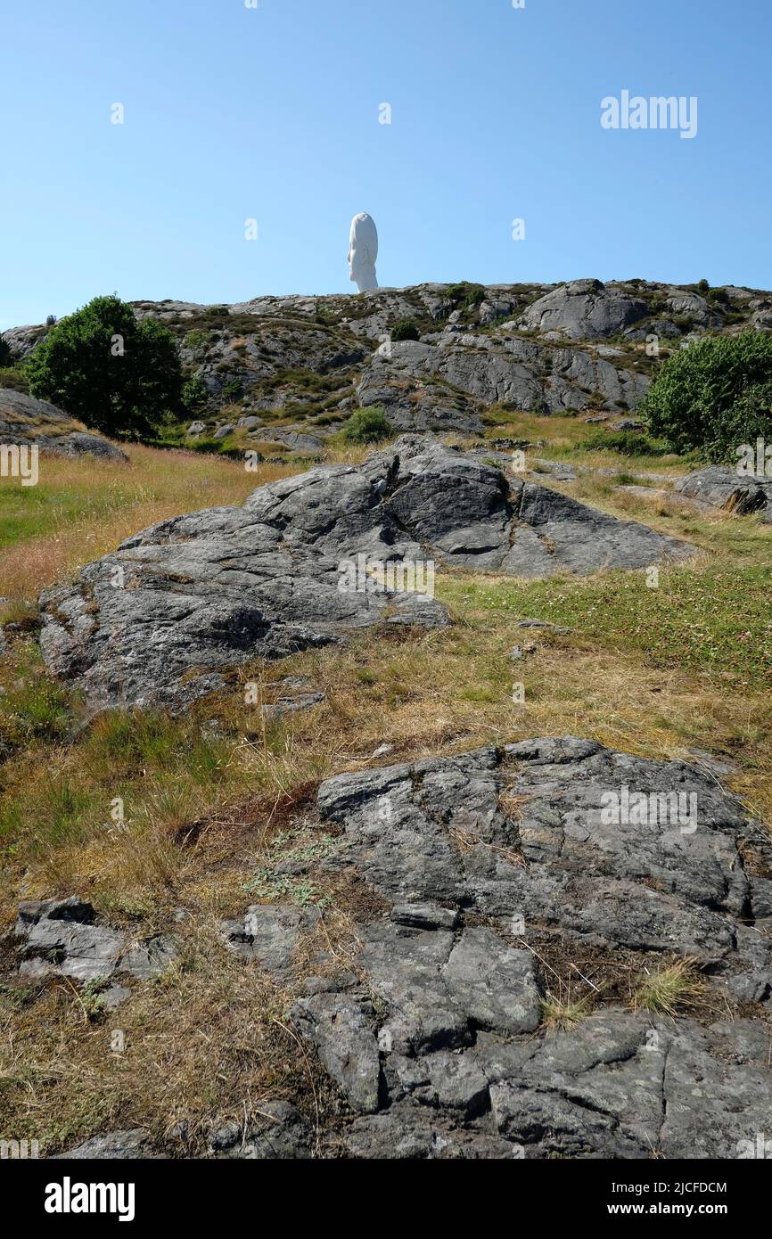 Sweden, Bohuslän, Pilane, Sculpture park, grass, rocks, trees Stock ...