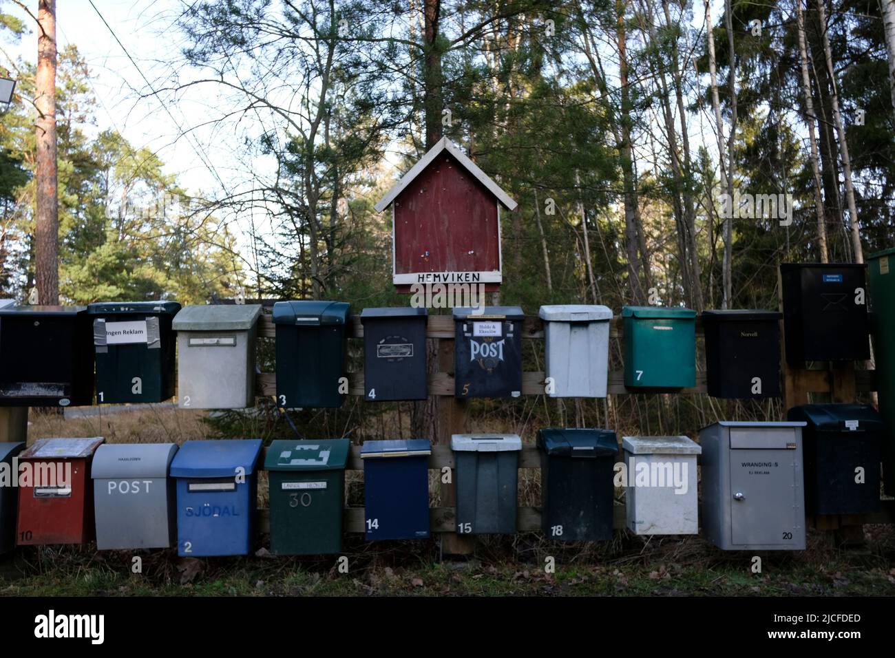 Sweden, Community, nature, post, mail, boxes Stock Photo - Alamy