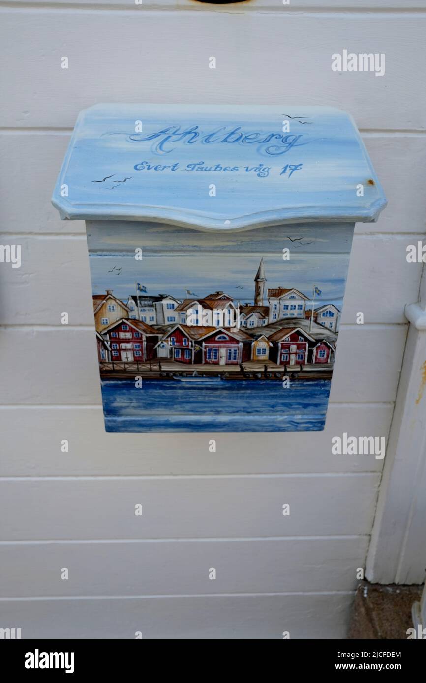 Sweden, Bohuslän, Smögen, painted mailbox Stock Photo - Alamy
