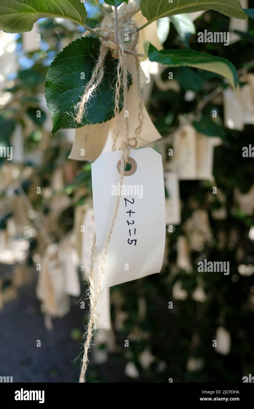 Sweden, Skane, Scania, Wanas, wish tree, notes Stock Photo - Alamy